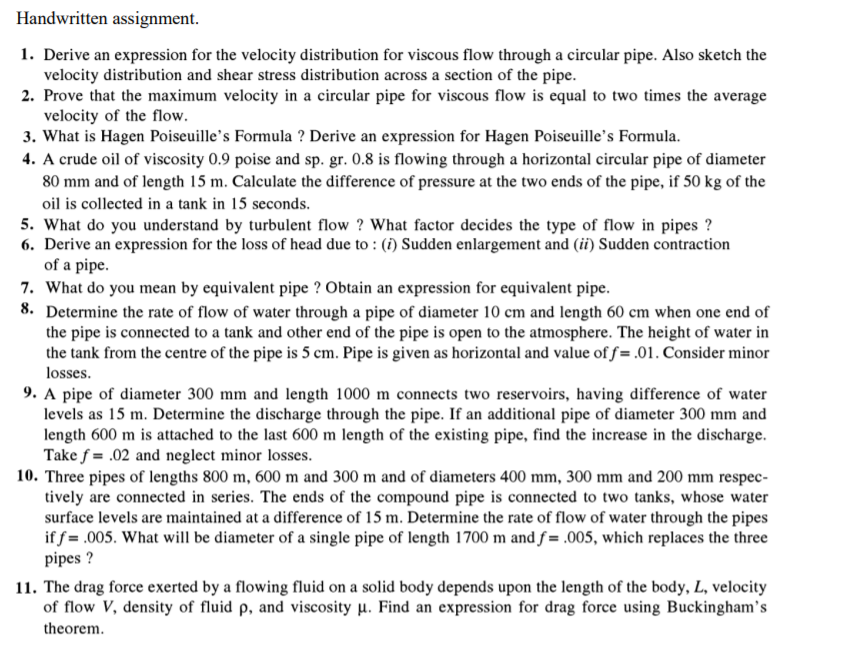Solved Handwritten assignment. 1. Derive an expression for | Chegg.com