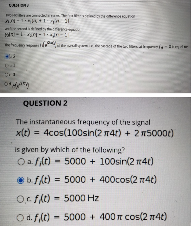 Solved QUESTION 3 Two FIR filters are connected in series. | Chegg.com