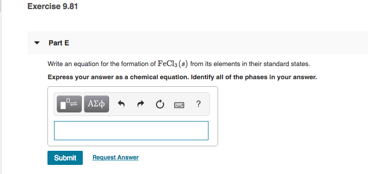 Solved Exercise 9.81 Part E Write an equation for the | Chegg.com