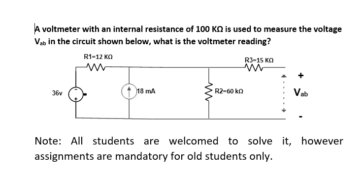 Solved A voltmeter with an internal resistance of 100KΩ ﻿is | Chegg.com