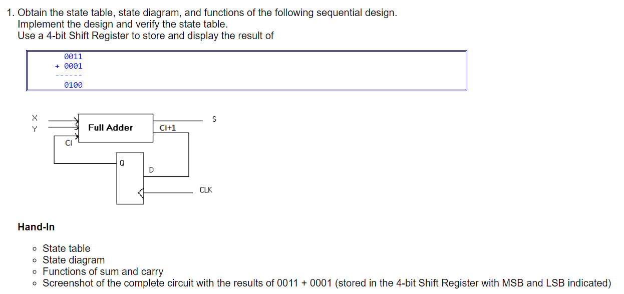 Solved 1. Obtain the state table, state diagram, and | Chegg.com