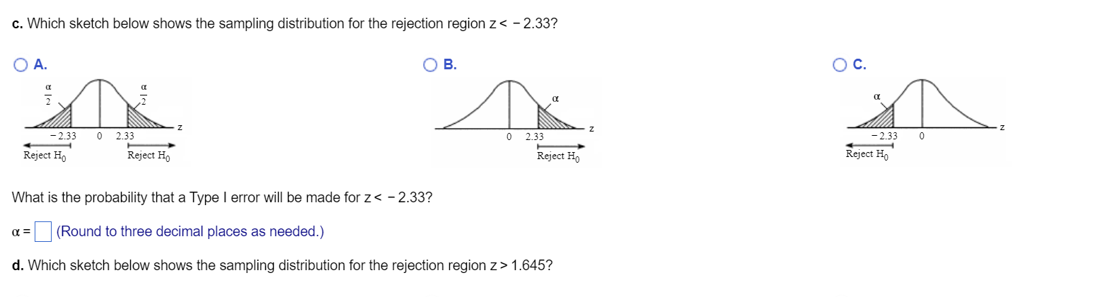 Solved For each of the following rejection regions, sketch | Chegg.com