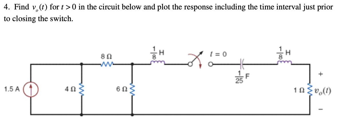 Solved Find vo(t) ﻿for t>0 ﻿in the circuit below and plot | Chegg.com