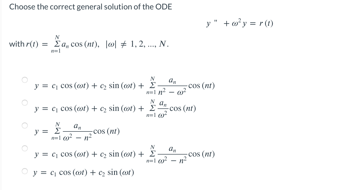 Solved Choose the correct general solution of the ODE | Chegg.com