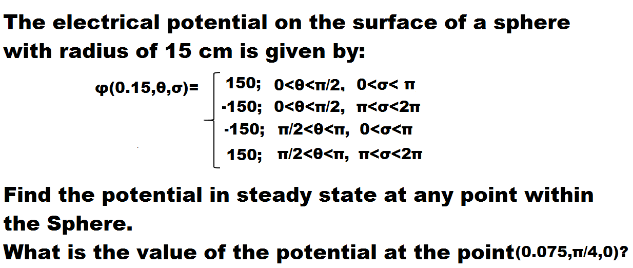 Solved The electrical potential on the surface of a sphere | Chegg.com