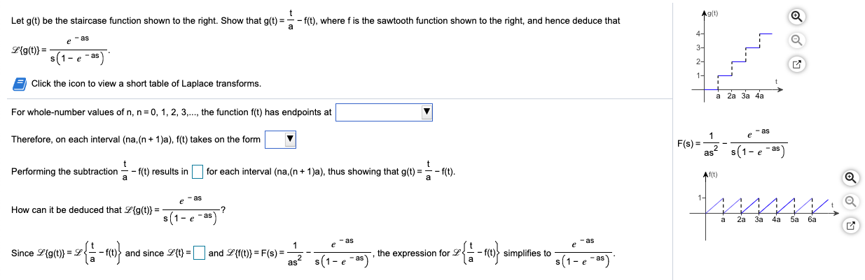 Solved Ag(t) Let g(t) be the staircase function shown to the | Chegg.com