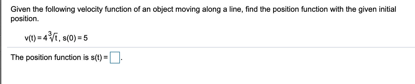 Solved Given The Following Velocity Function Of An Object 