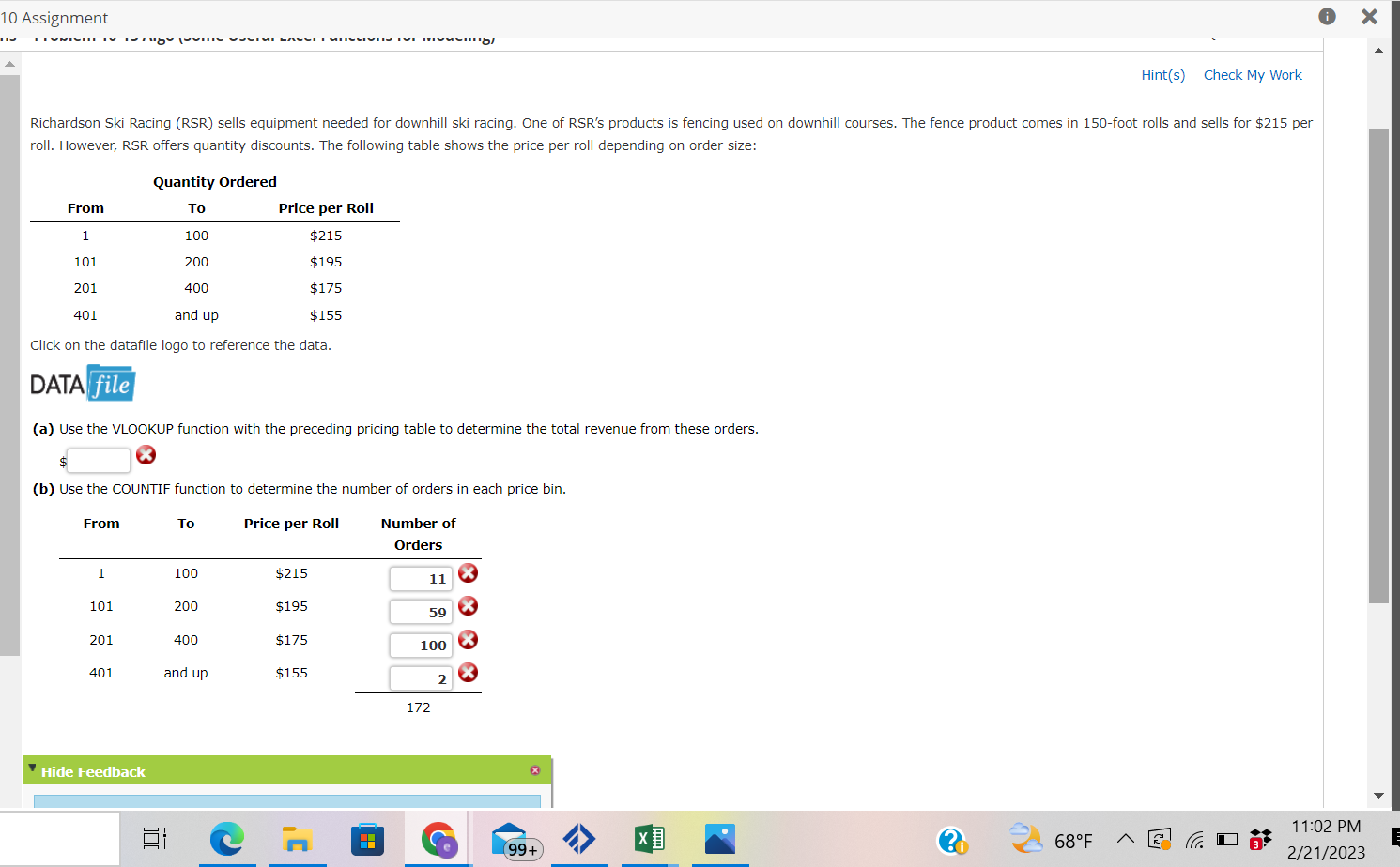 Solved roll. However, RSR offers quantity discounts. The | Chegg.com