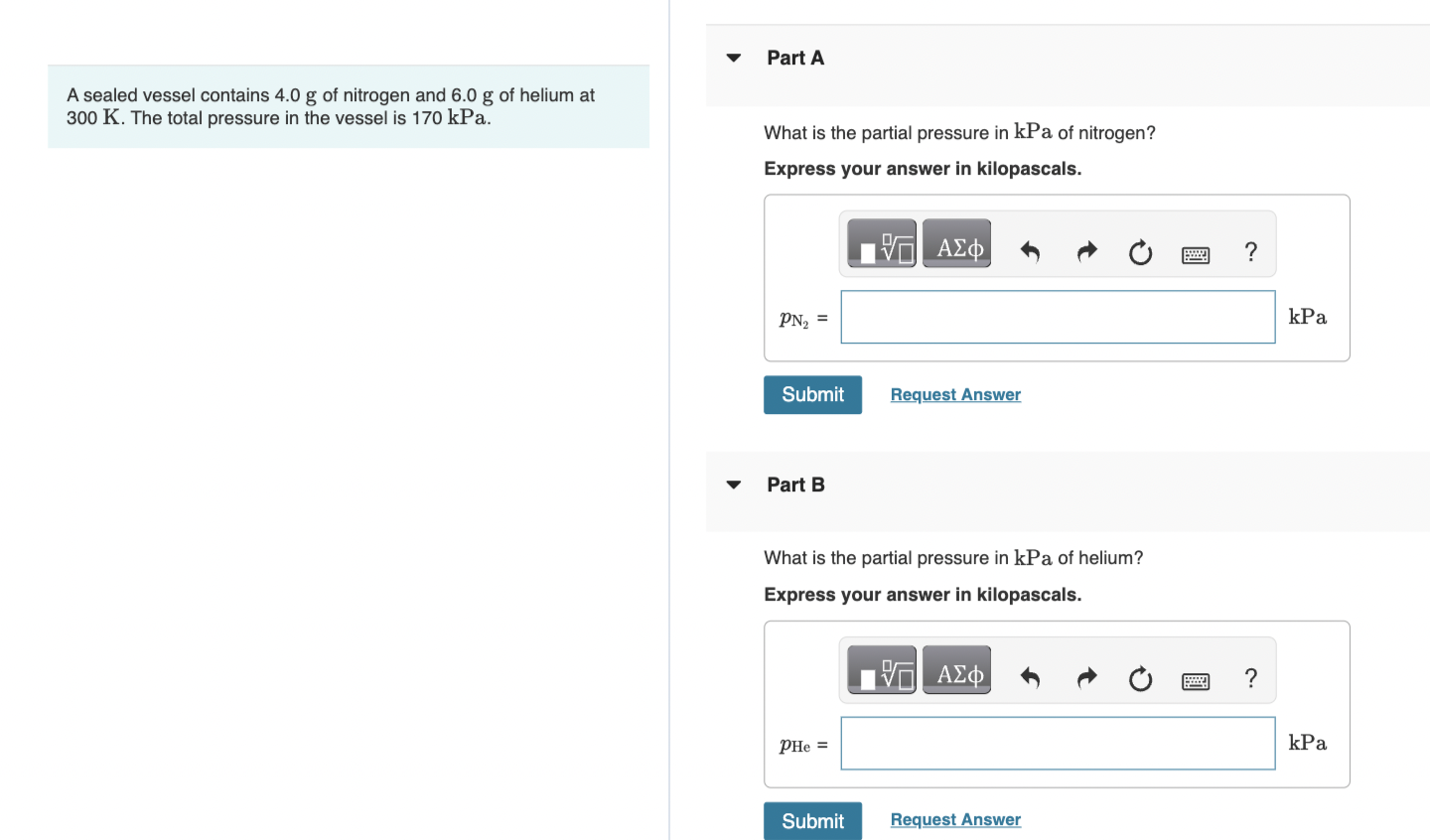 Solved A sealed vessel contains 4.0 g of nitrogen and 6.0 g | Chegg.com