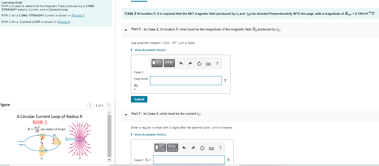 Solved RHR 2 For Straight Current and Current Loop | Chegg.com