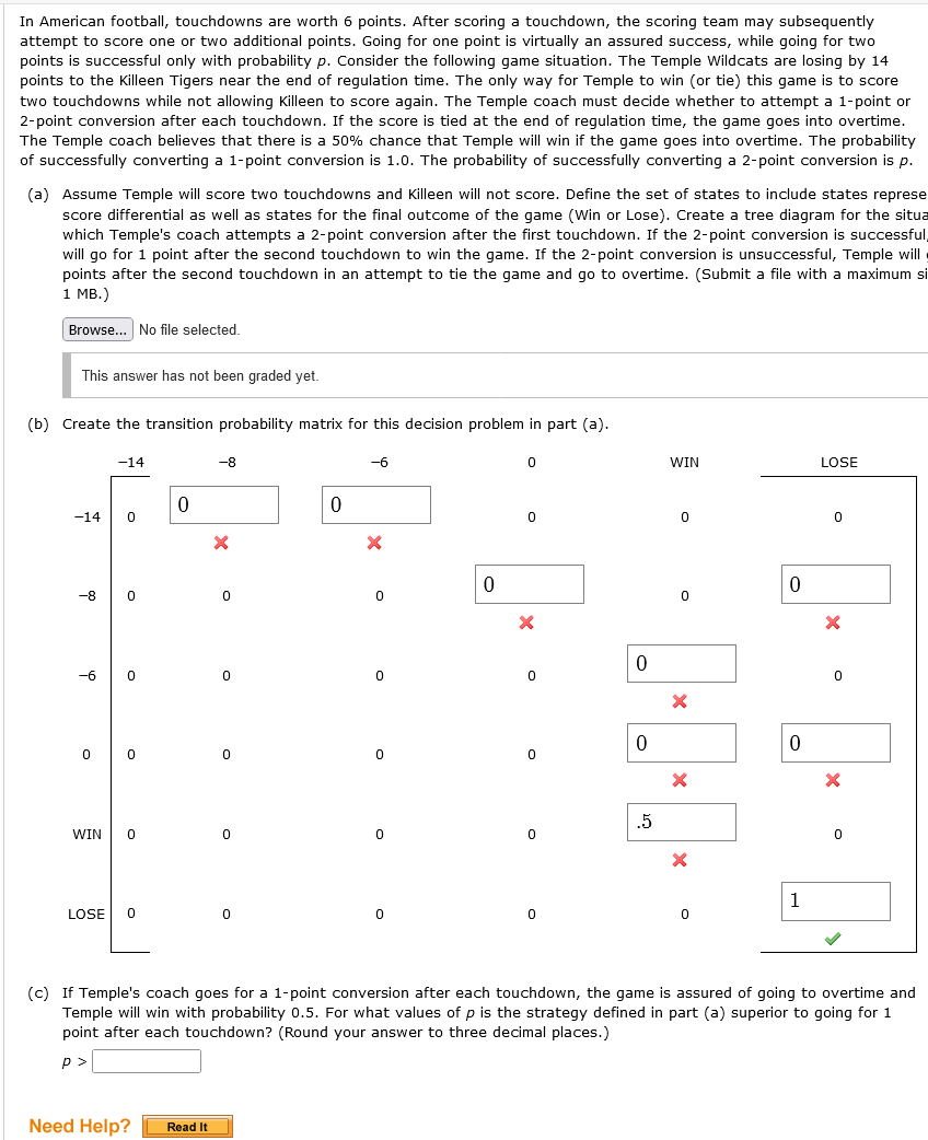 Solved In American football, touchdowns are worth 6 points. | Chegg.com