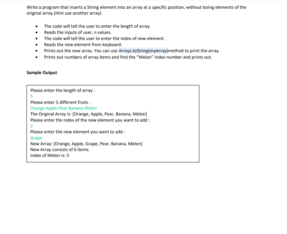 Solved Write a program that inserts a String element into an | Chegg.com