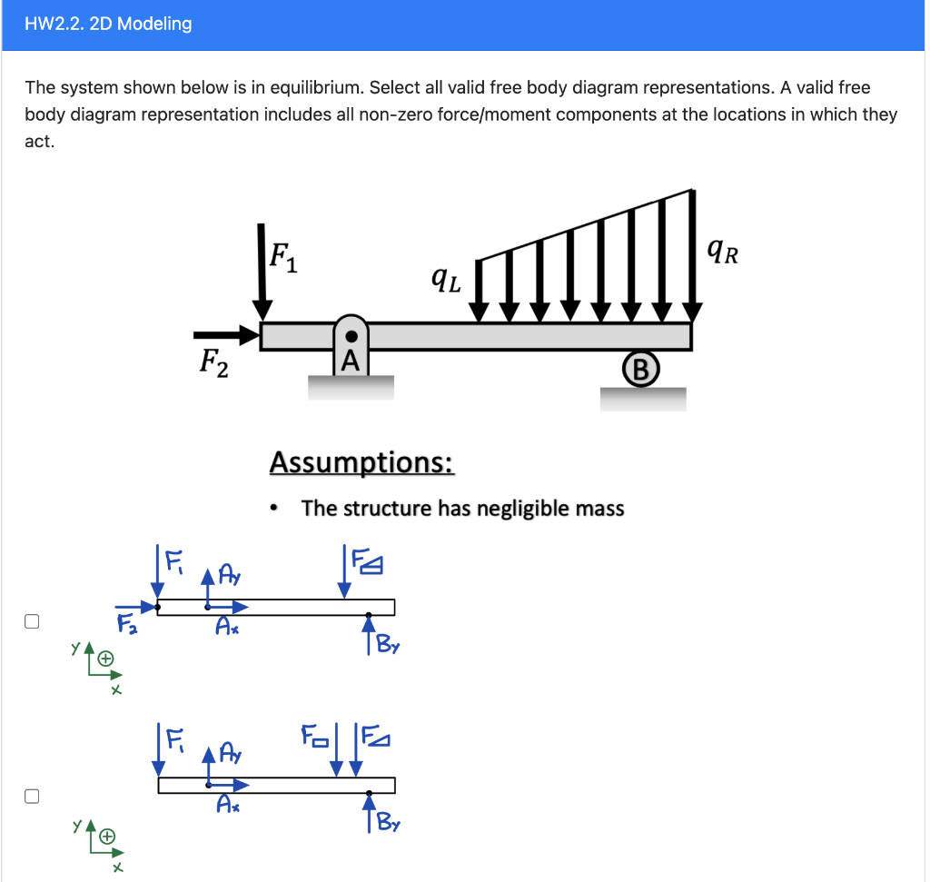 Solved The system shown below is in equilibrium. Select all | Chegg.com