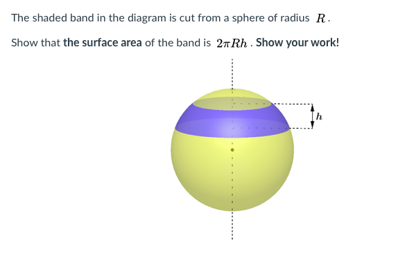 Solved The shaded band in the diagram is cut from a sphere | Chegg.com