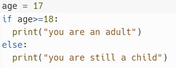 Solved what is the output age =17if age ≥18 ﻿:print("you are | Chegg.com