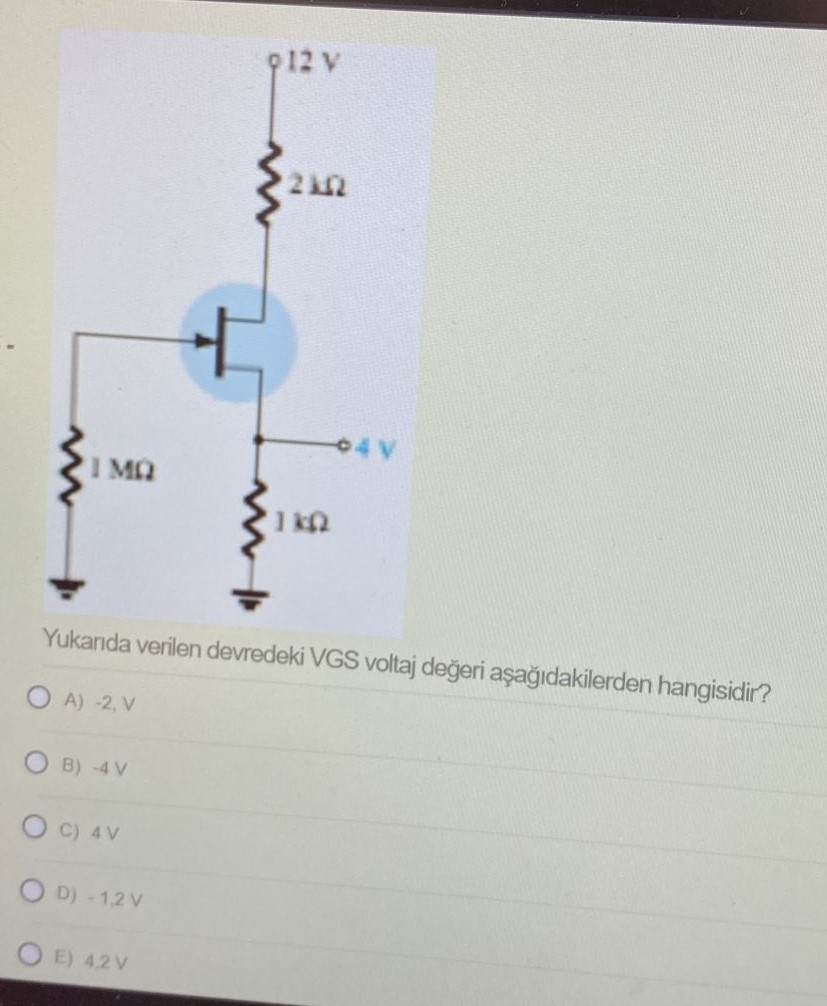 Solved Given the circuit below what is the VGS voltage | Chegg.com
