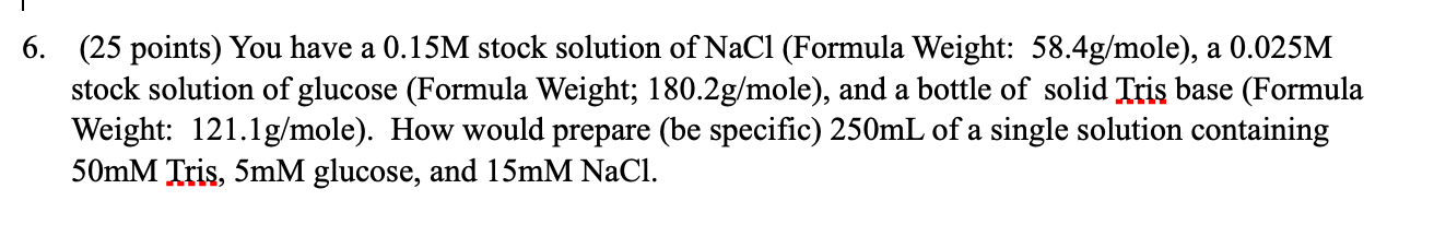Solved (25 points) You have a 0.15M stock solution of NaCl | Chegg.com