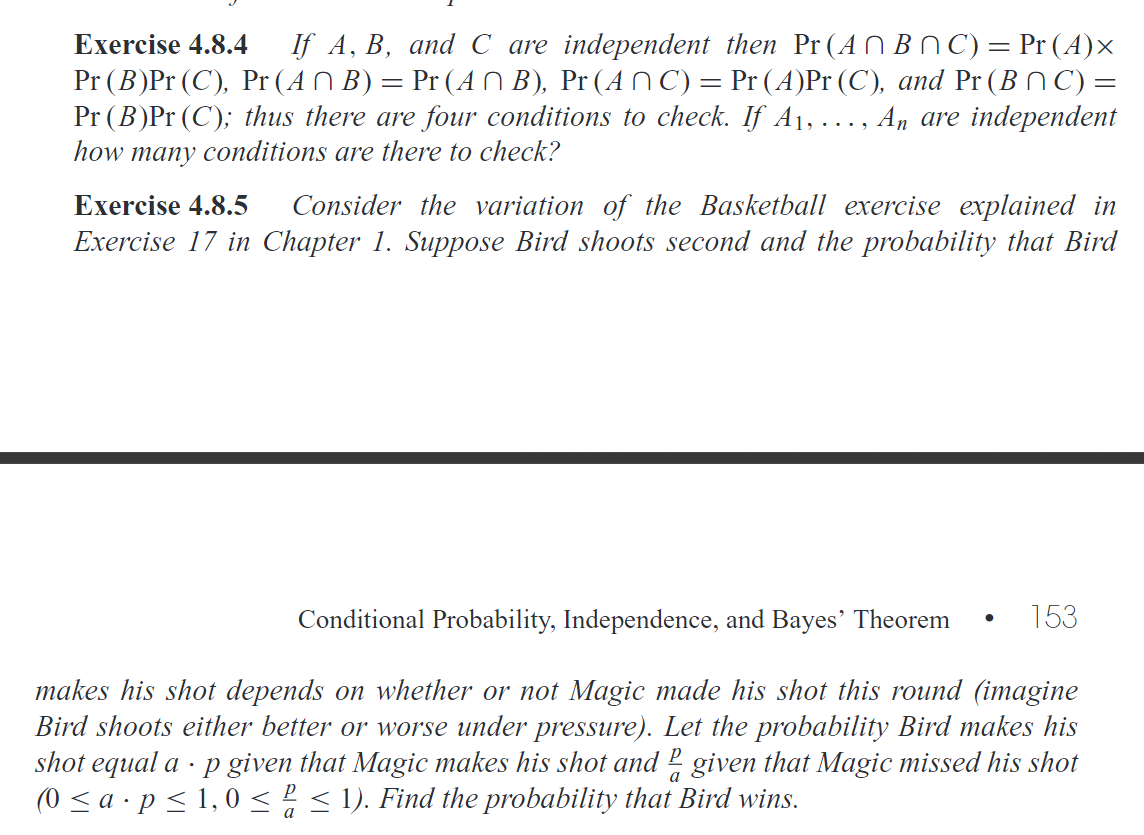 Solved Exercise 4.8.4 If A,B, and C are independent then | Chegg.com