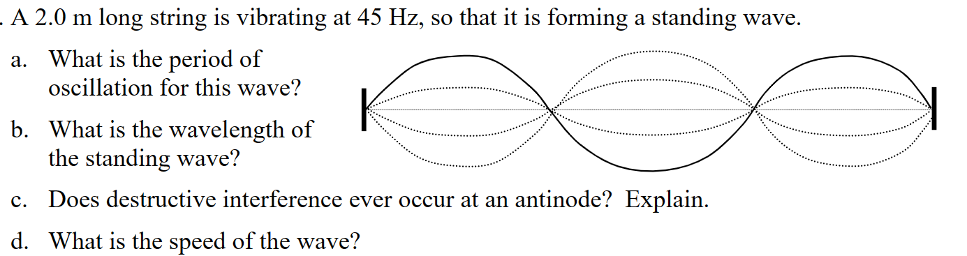 Solved A 2.0 m long string is vibrating at 45 Hz, so that it | Chegg.com