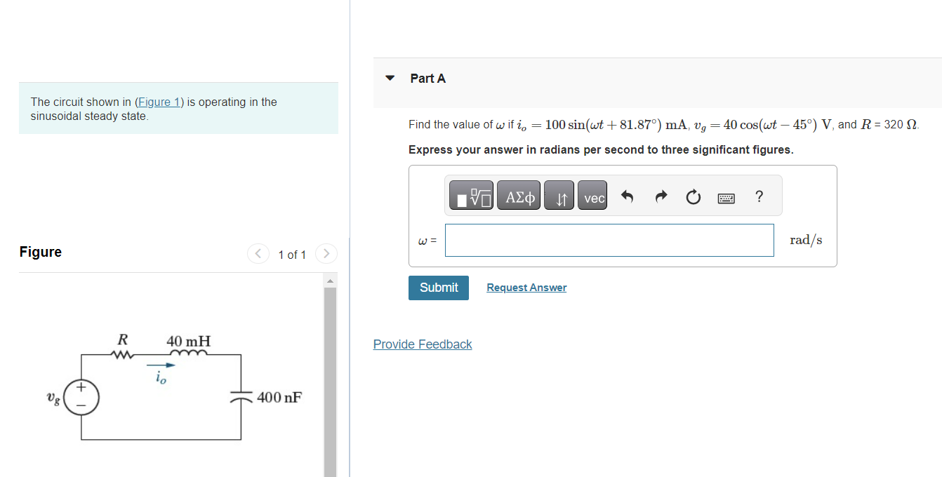 Solved The circuit shown in (Figure 1) is operating in the | Chegg.com