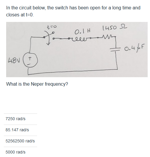 Solved In the circuit below, the switch has been open for a | Chegg.com