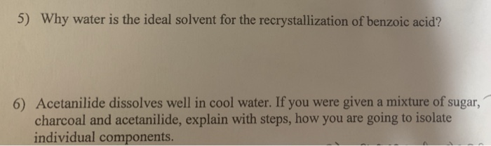Solved 5) Why water is the ideal solvent for the | Chegg.com