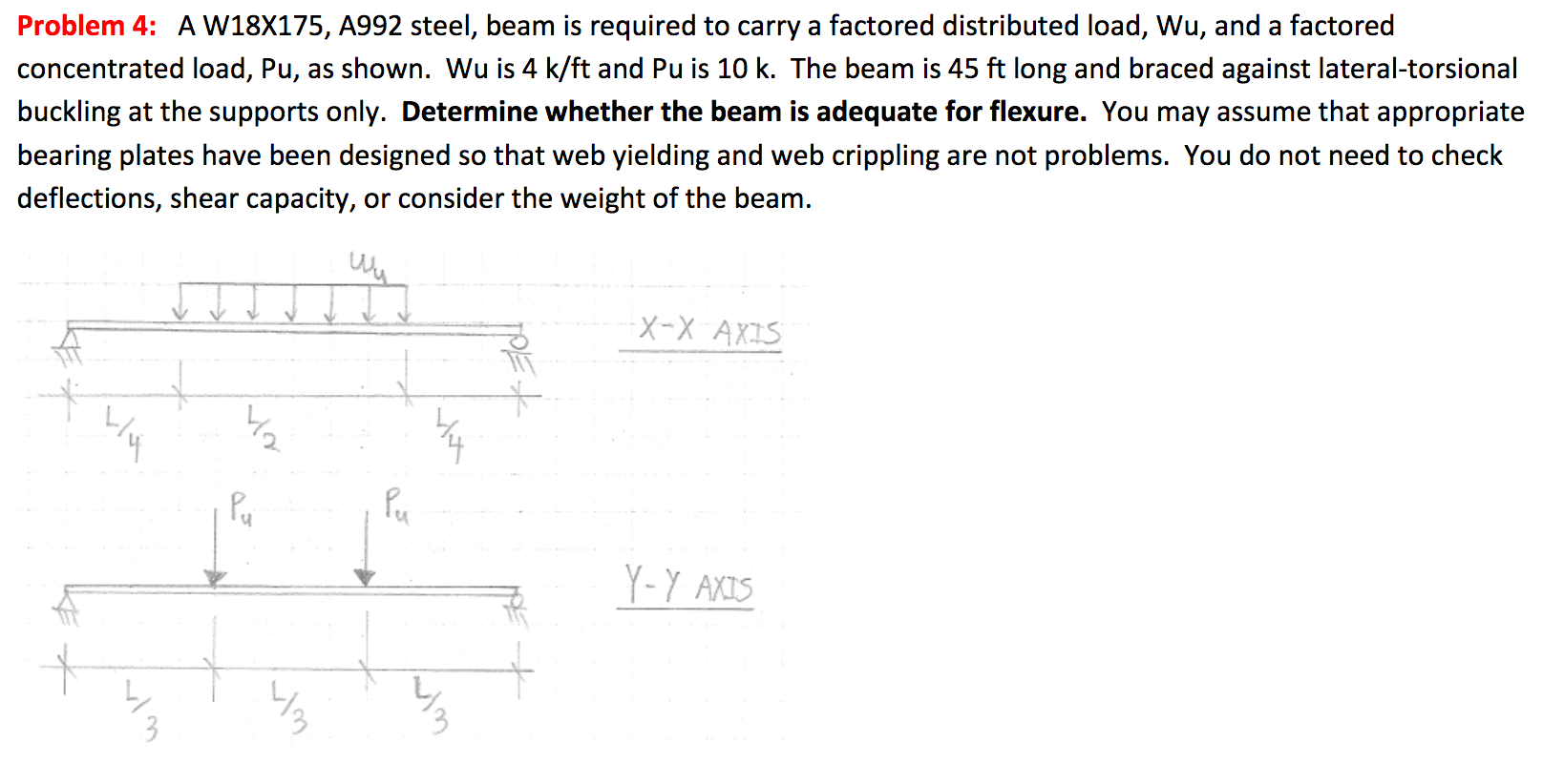 Solved Problem 4: A W18X175, A992 steel,beam is required to | Chegg.com
