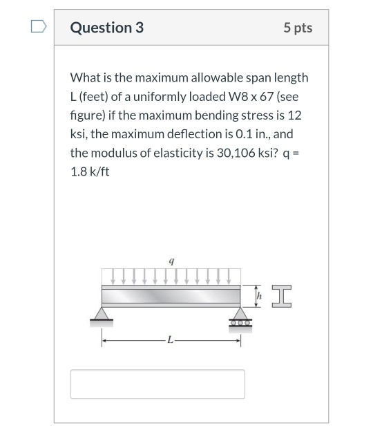 Solved What is the maximum allowable span length L (feet) of | Chegg.com