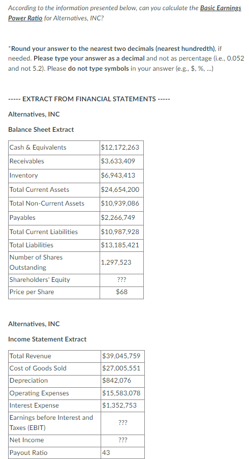 Solved According to the information presented below, can you | Chegg.com