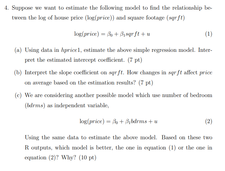 Suppose we want to estimate the following model to | Chegg.com