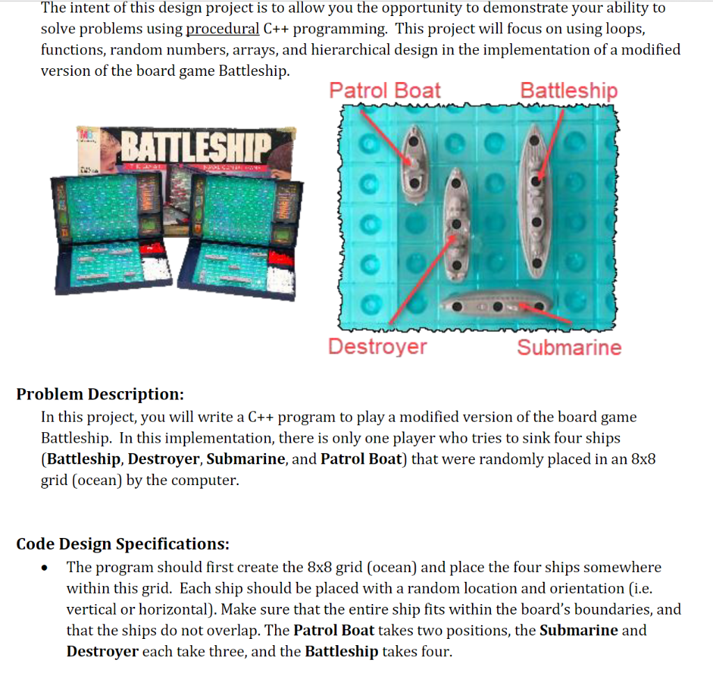 Solved The intent of this design project is to allow you the | Chegg.com