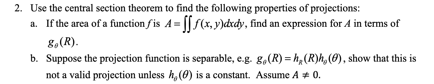 Solved Use the central section theorem to find the following | Chegg.com