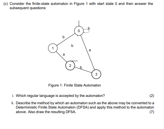 Solved (c) Consider the finite-state automaton in Figure 1 | Chegg.com