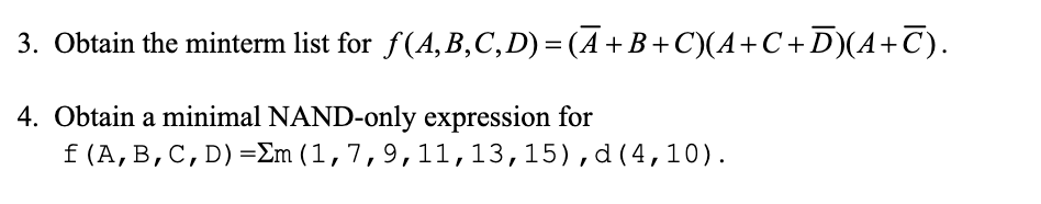 Solved 3. Obtain the minterm list for | Chegg.com