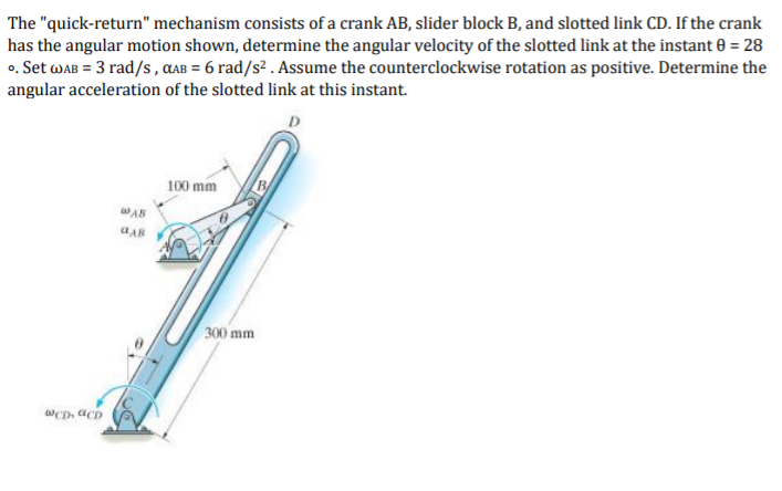 Solved The "quick-return" mechanism consists of a crank AB, | Chegg.com