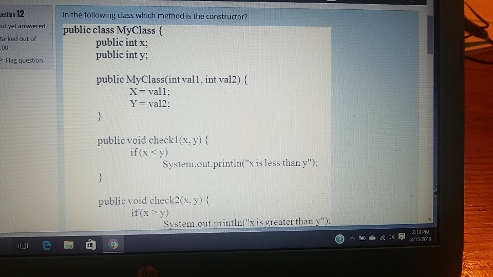 Solved estion 12 lot yet answered Marked out of In the | Chegg.com