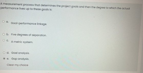 Solved A measurement process that determines the project | Chegg.com