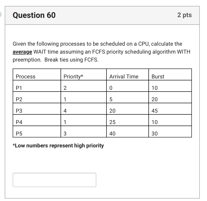 Solved Given the following processes to be scheduled on a | Chegg.com Solved Given the following processes to be scheduled on a | Chegg.com