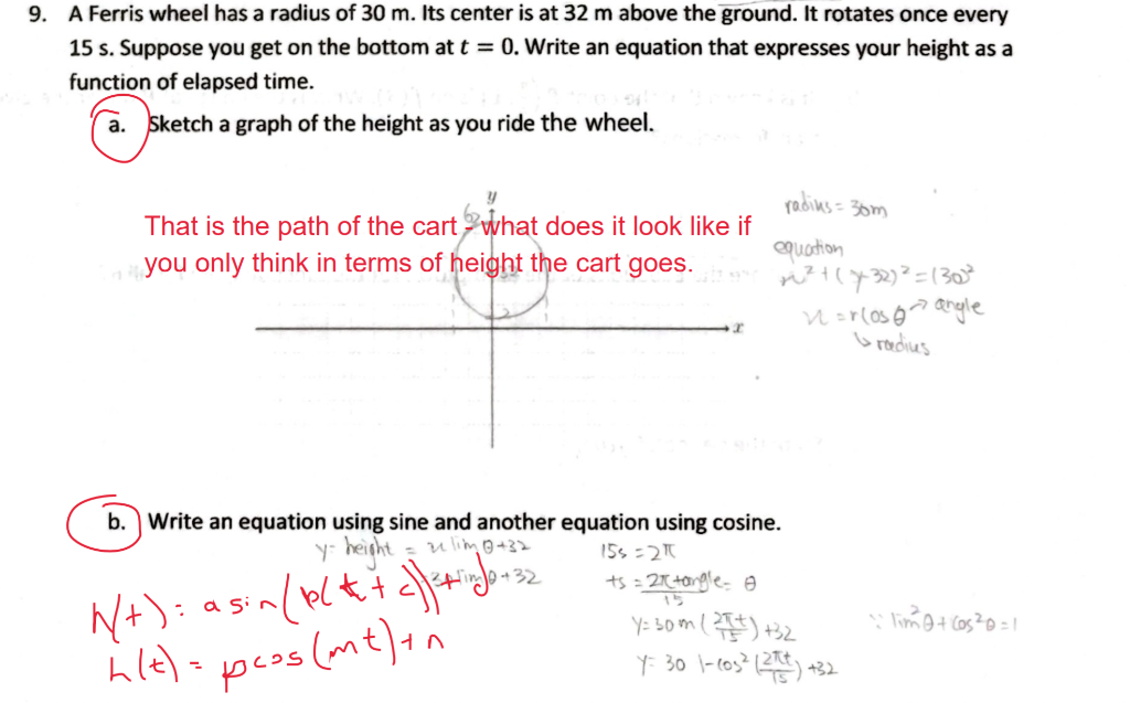 Solved 9. A Ferris wheel has a radius of 30 m. Its center is | Chegg.com