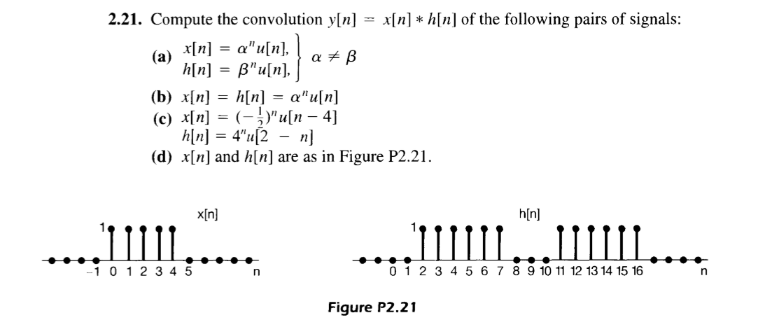 Solved 2.21. Compute the convolution y[n] = x[n] *h[n] of | Chegg.com