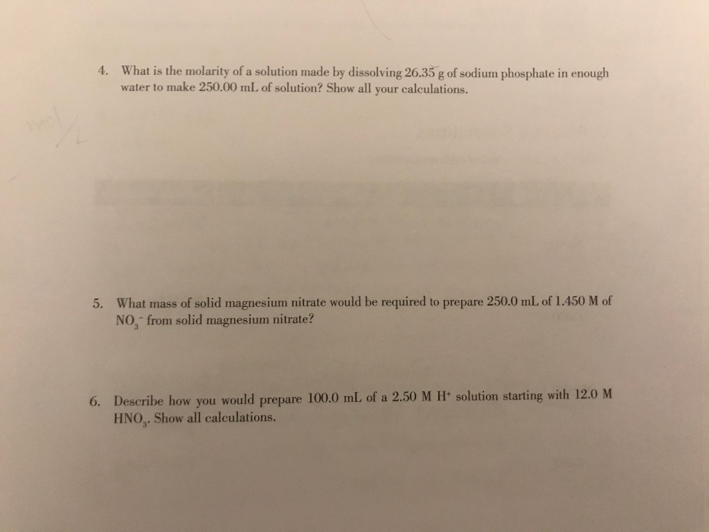 Solved What is the molarity of a solution made by dissolving | Chegg.com