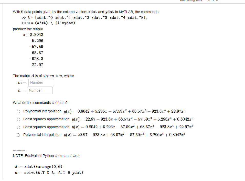 Solved With 6 data points given by the column vectors xdat | Chegg.com