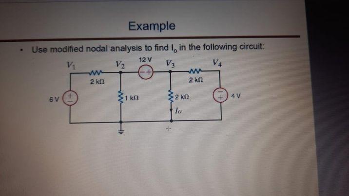 Solved Example Use modified nodal analysis to find I, in the | Chegg.com