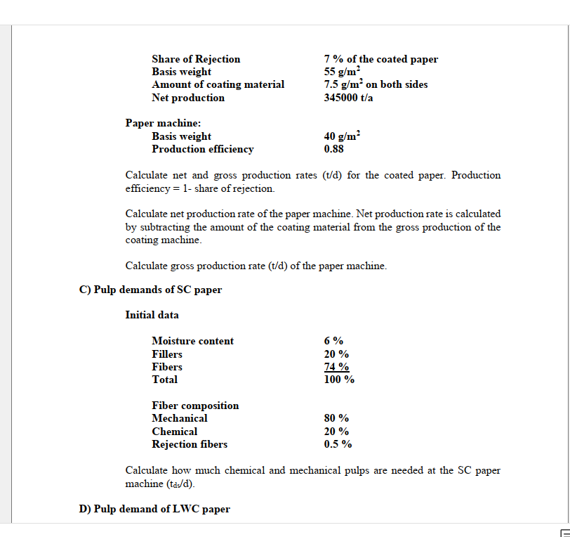Solved An integrated pulp and paper mill produces two paper | Chegg.com