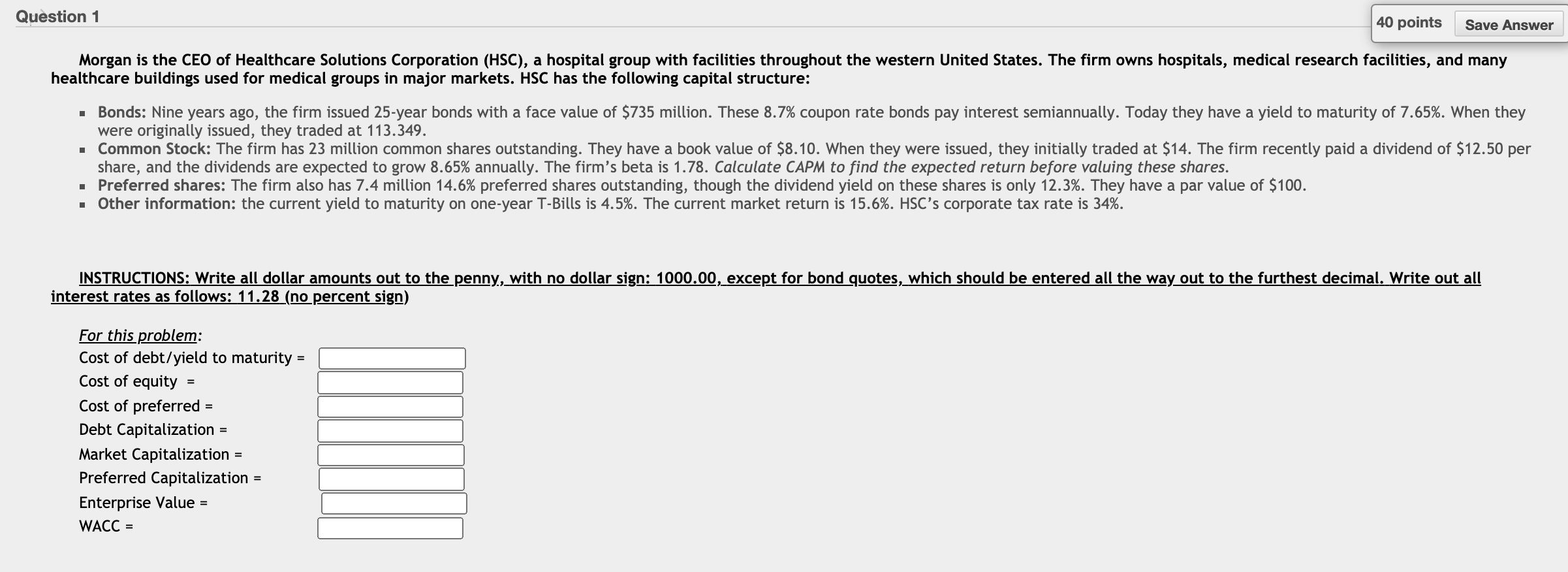 Question 1 40 points Save Answer Morgan is the CEO of | Chegg.com