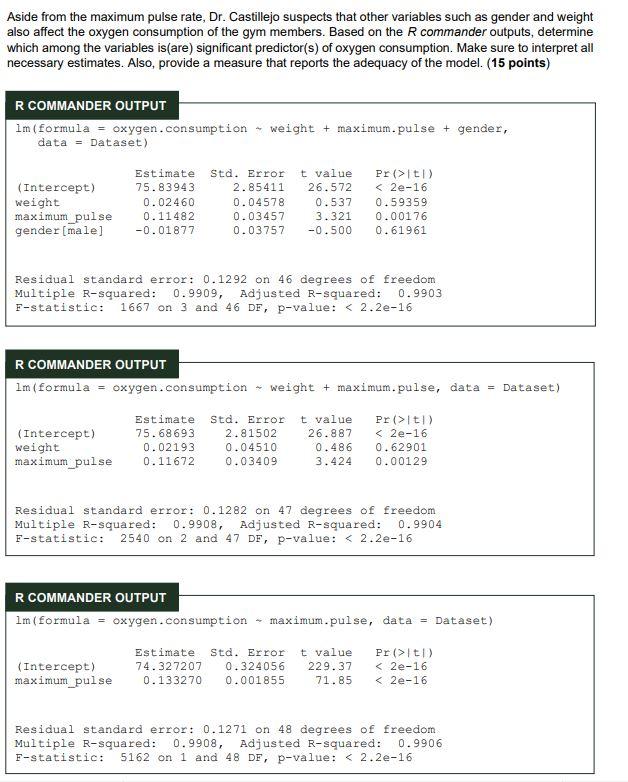 Solved Aside from the maximum pulse rate, Dr. Castillejo | Chegg.com