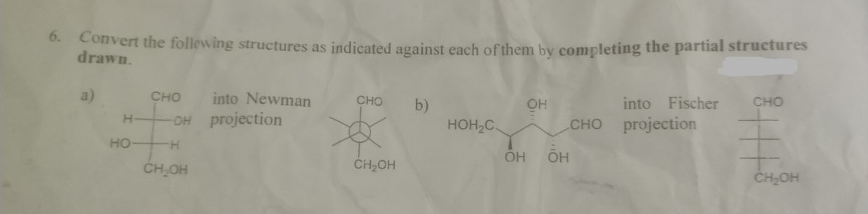 Solved 6. Convert the following structures as indicated | Chegg.com