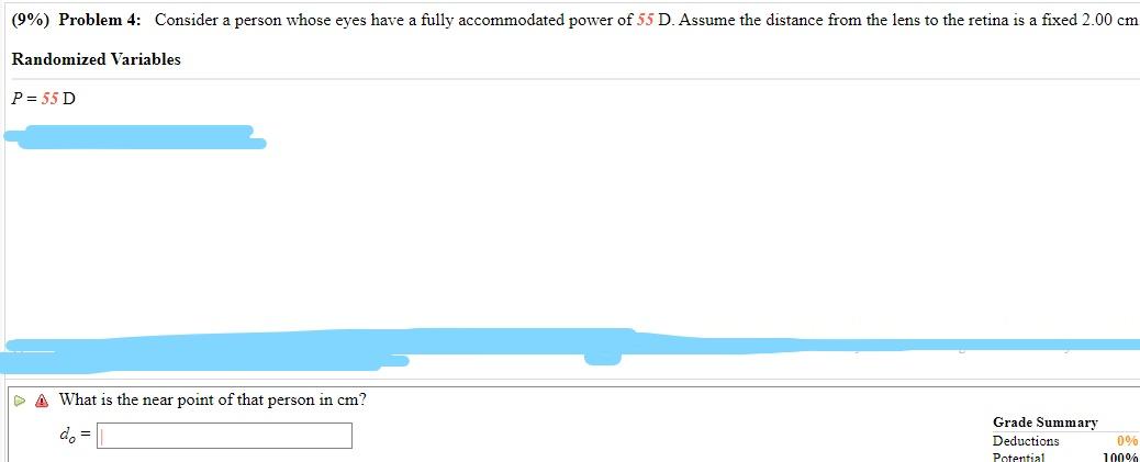 Solved (9\%) Problem 4: Consider a person whose eyes have a | Chegg.com
