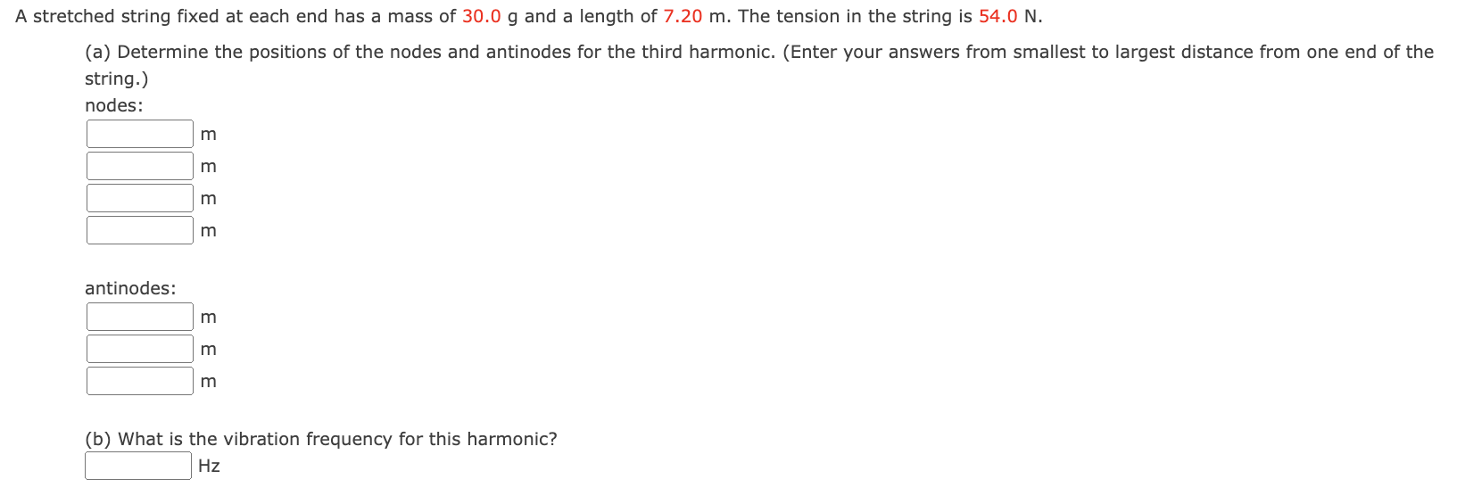 Solved A stretched string fixed at each end has a mass of | Chegg.com