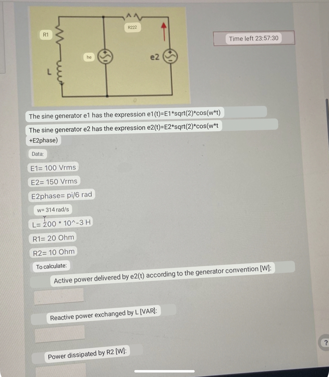 Solved ie generator e 1 has the expression e1 | Chegg.com